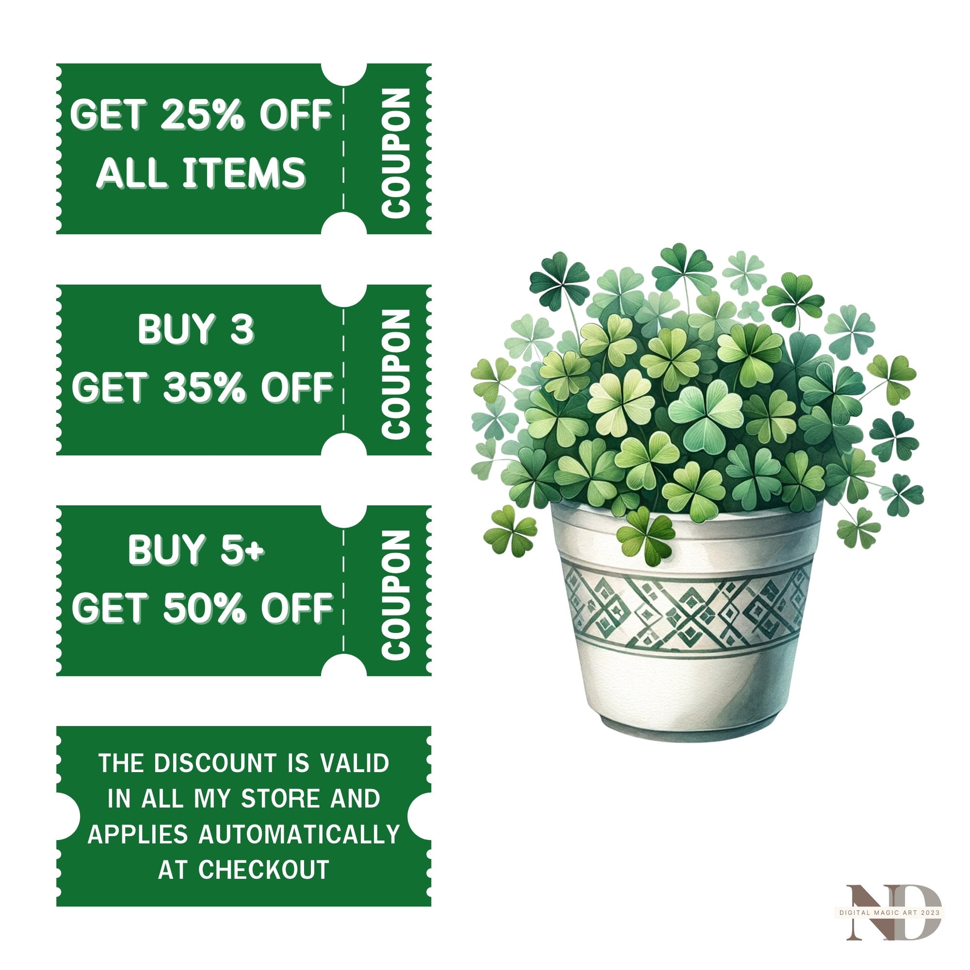 Watercolor Clover Lucky Clovers Clipart Clover Leaf PNG St. Patricks ...
