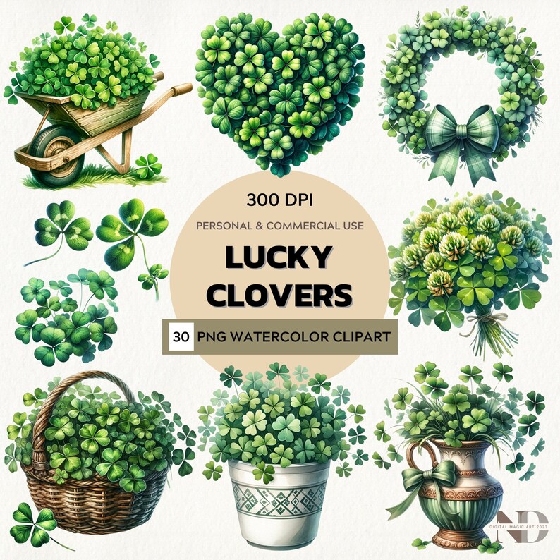 Watercolor Clover Lucky Clovers Clipart Clover Leaf PNG St. Patricks ...