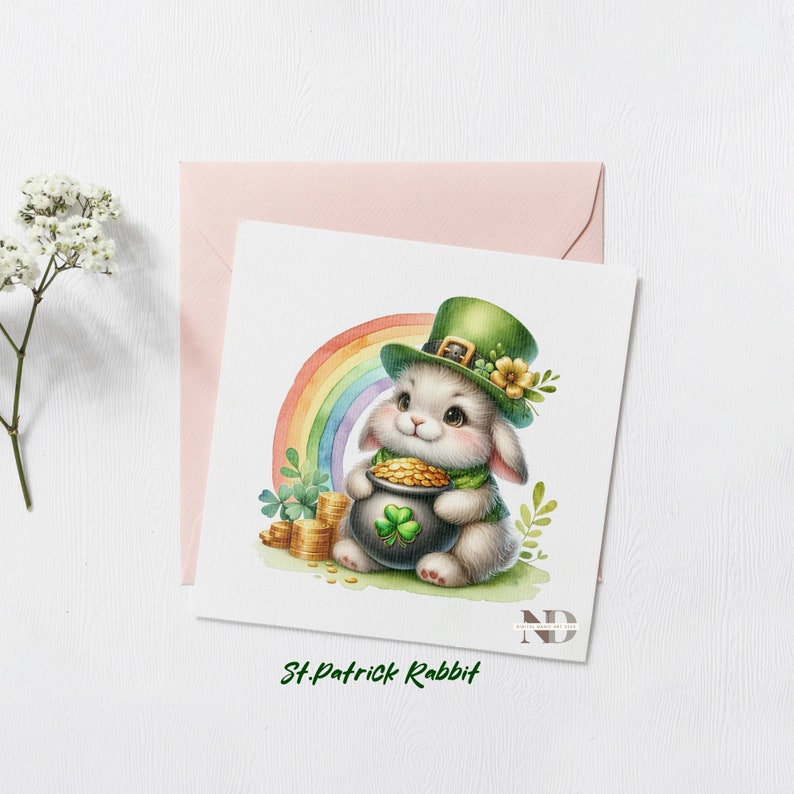 Watercolor St.patrick Rabbit Clipart Cute Rabbit PNG St.patricks Day ...
