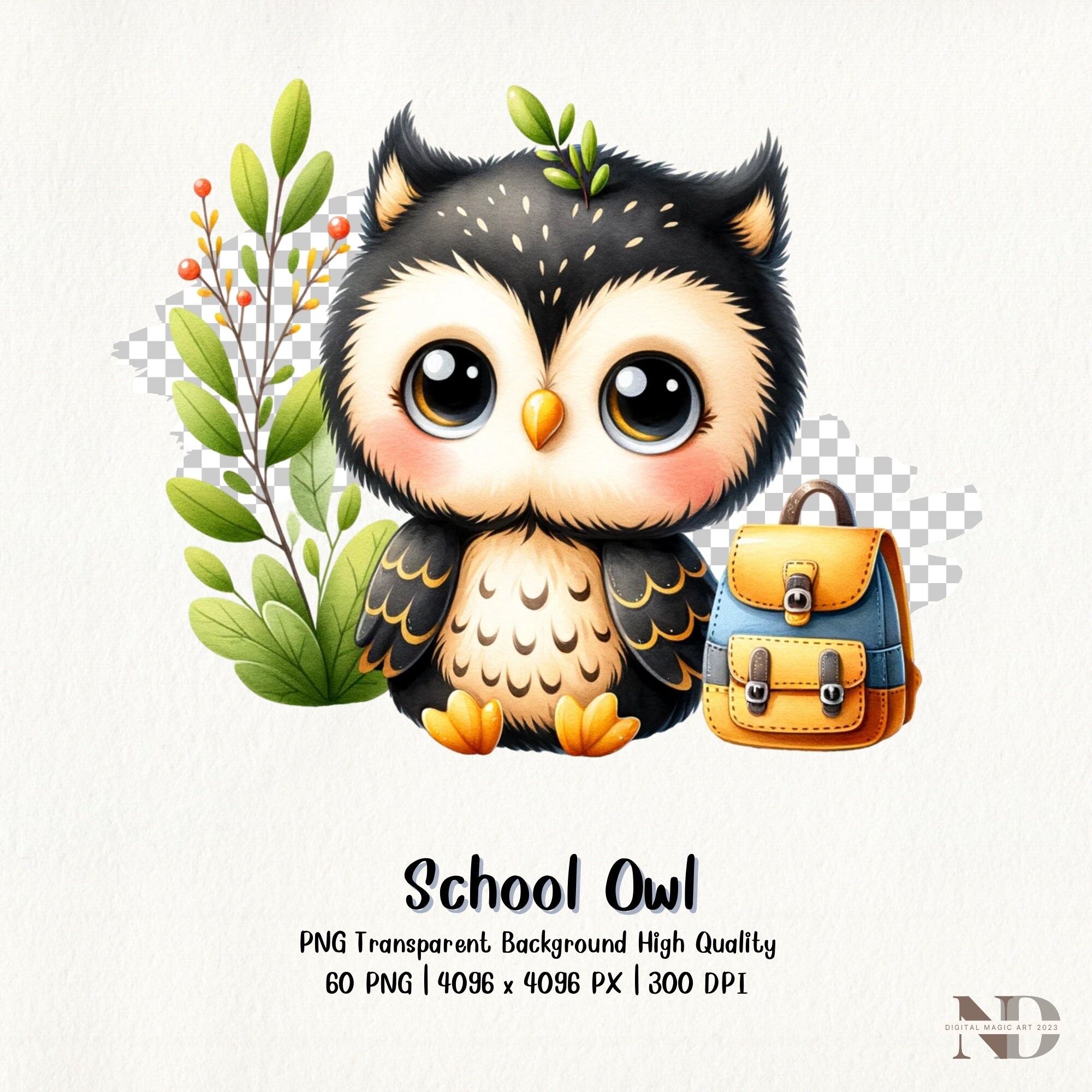 Watercolor School Owl Clipart Cute Owl PNG Kids School Students Clipart ...