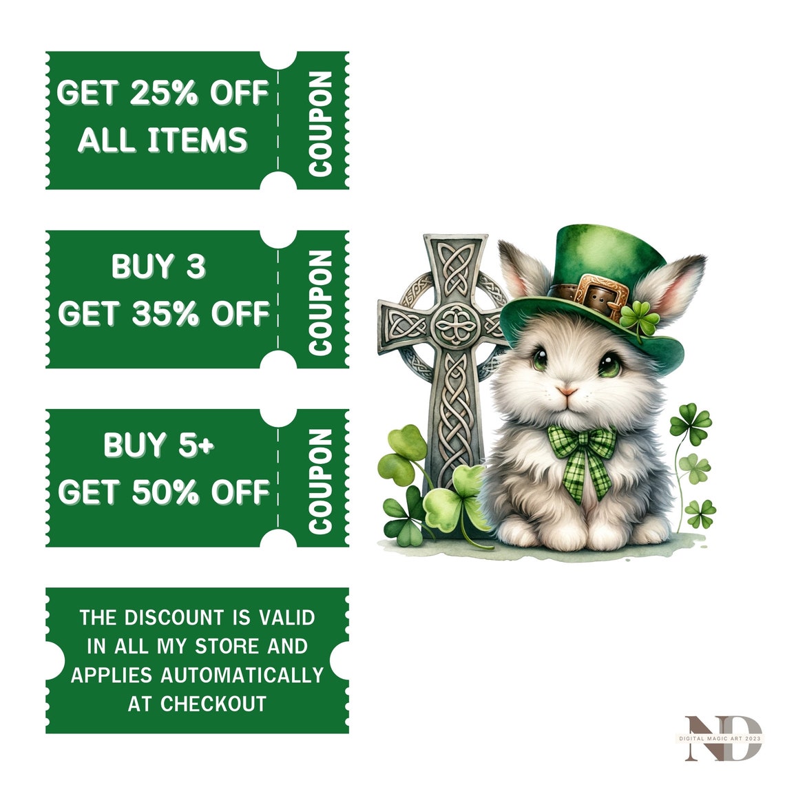 Watercolor St.patrick Rabbit Clipart Cute Rabbit PNG St.patricks Day ...