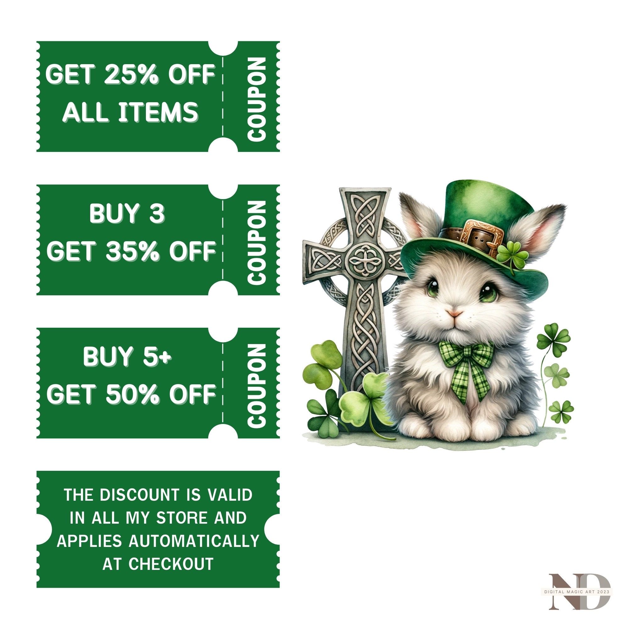 Watercolor St.patrick Rabbit Clipart Cute Rabbit PNG St.patricks Day ...