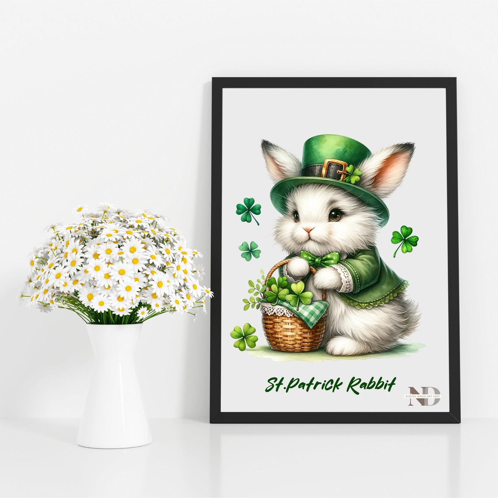 Watercolor St.patrick Rabbit Clipart Cute Rabbit PNG St.patricks Day ...