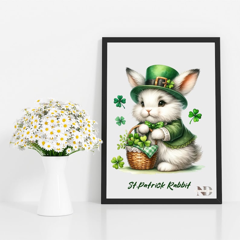 Watercolor St.patrick Rabbit Clipart Cute Rabbit PNG St.patricks Day ...