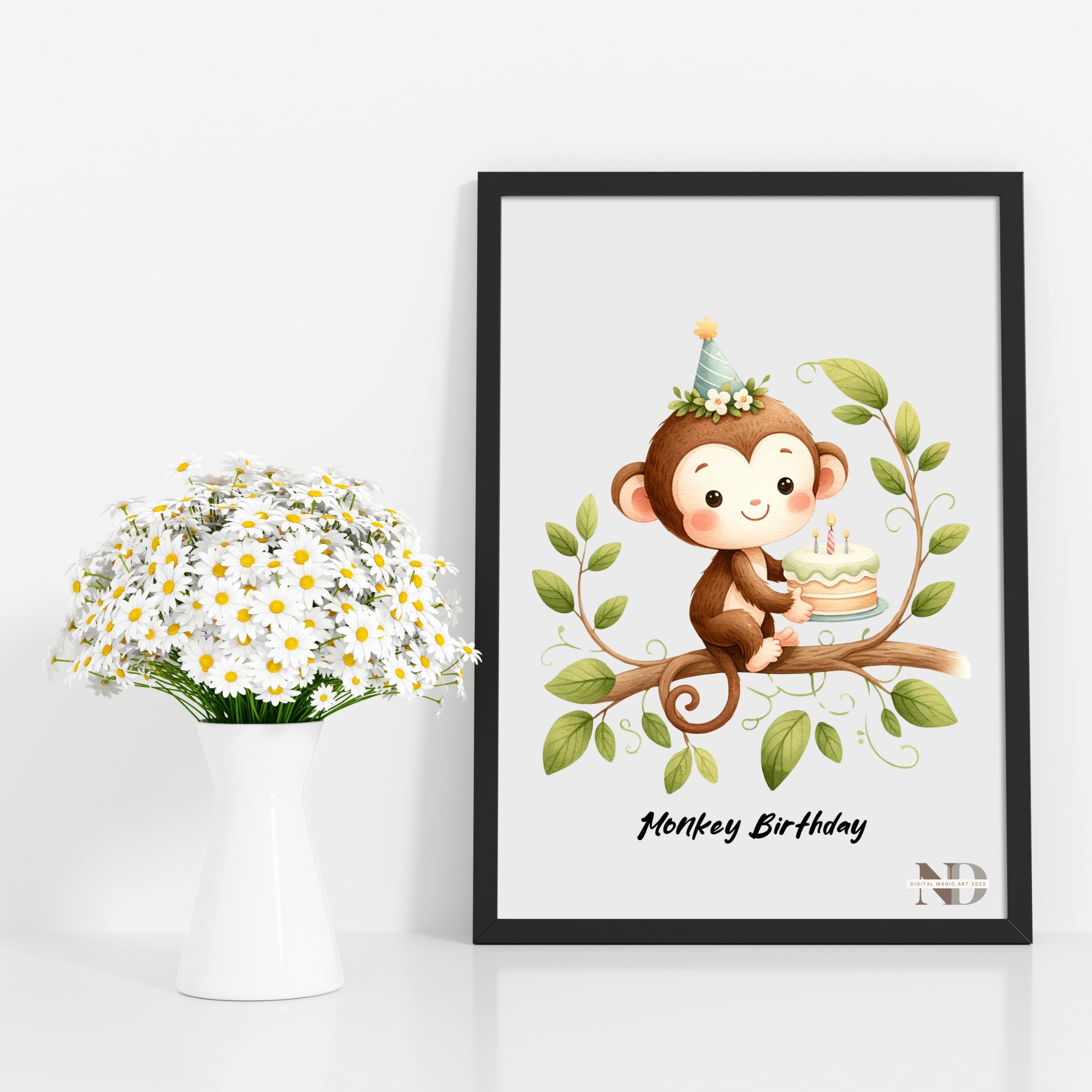 Cute Monkey Birthday Clipart Baby and Kids Birthday Gifts Monkey Lover ...