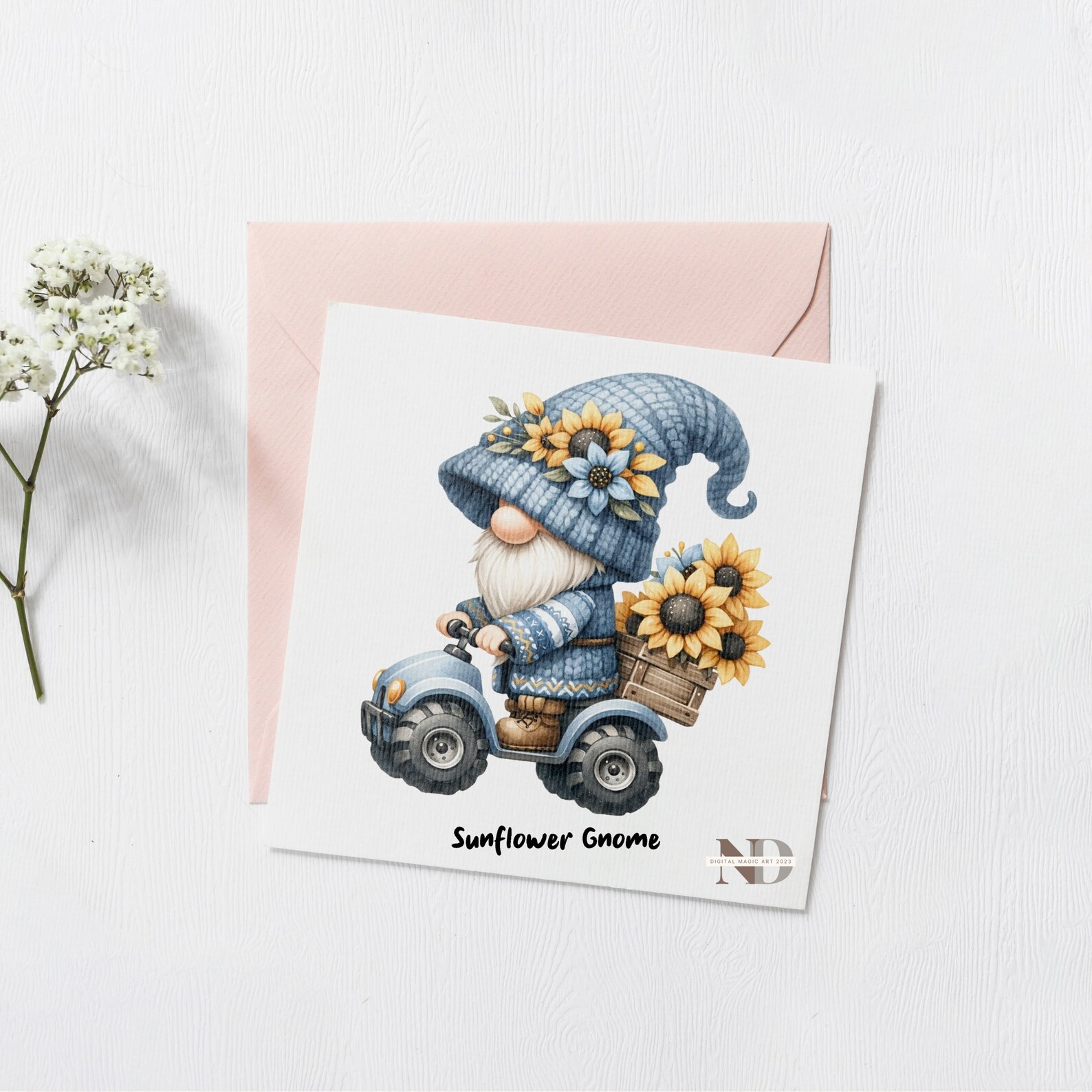 Watercolor Sunflower Gnome Clipart Cute Gnome PNG Spring Flower Clipart ...