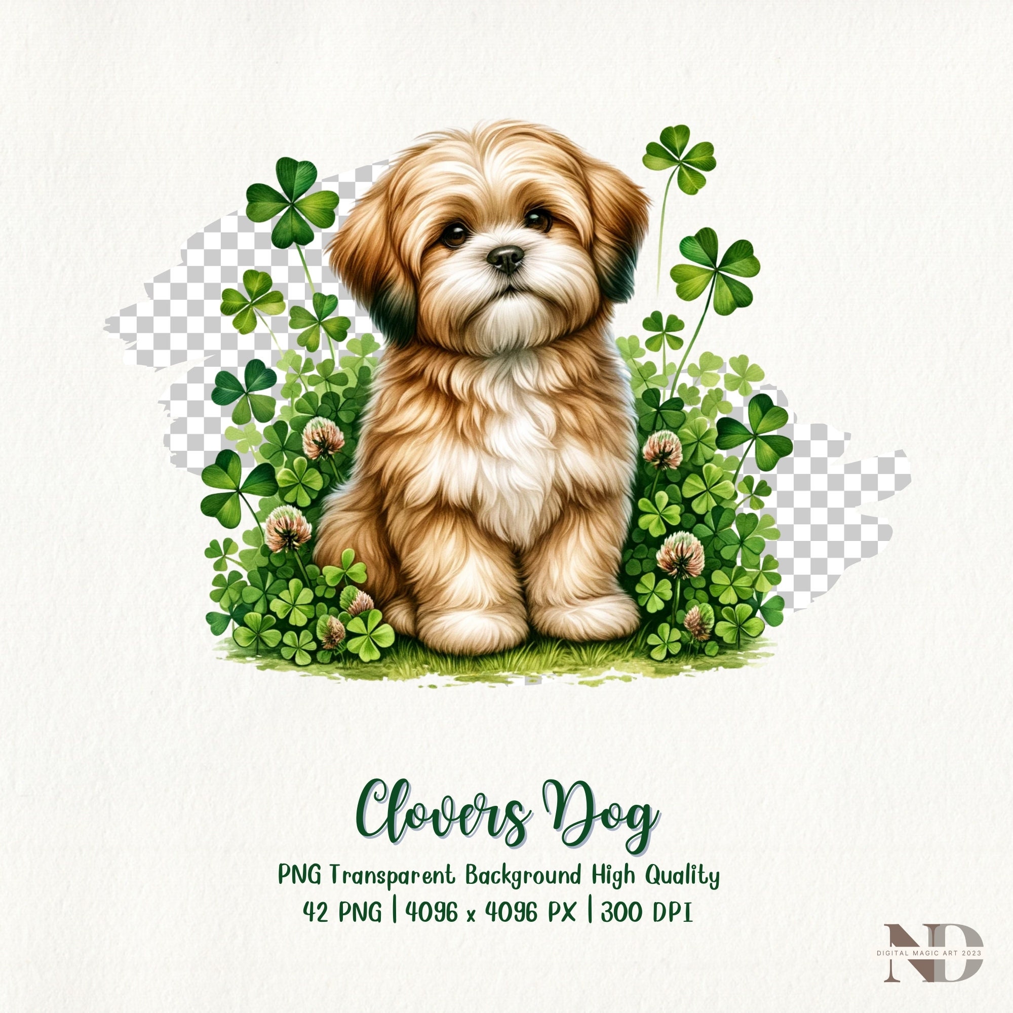 Watercolor Clover Dog Clipart Cute Dog PNG St. Patricks Day Clipart St ...