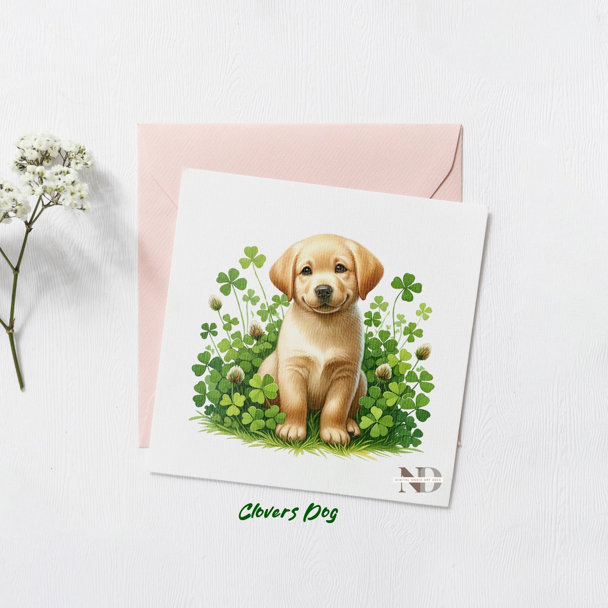 Watercolor Clover Dog Clipart Cute Dog PNG St. Patricks Day Clipart St ...