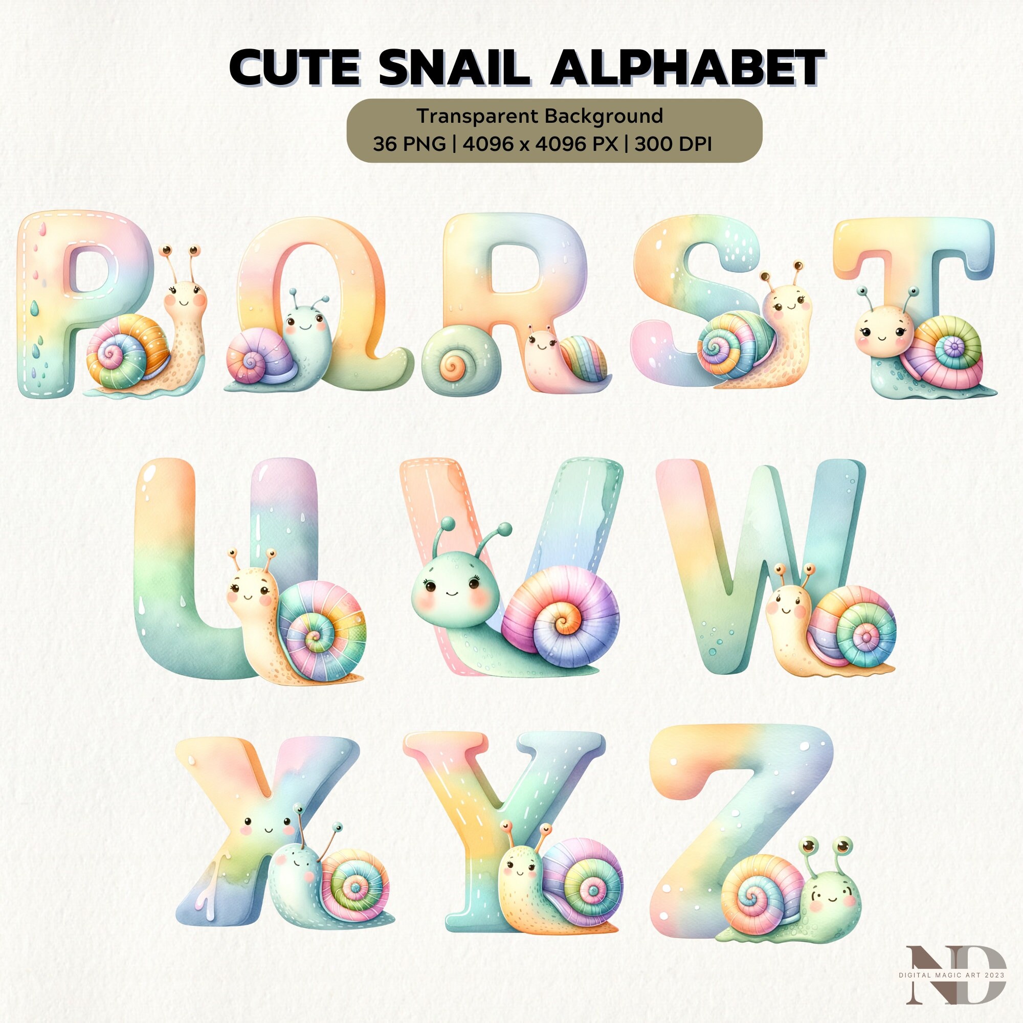 Cute Snail Alphabet and Numbers Clipart Snail Alphabet PNG Letter ...