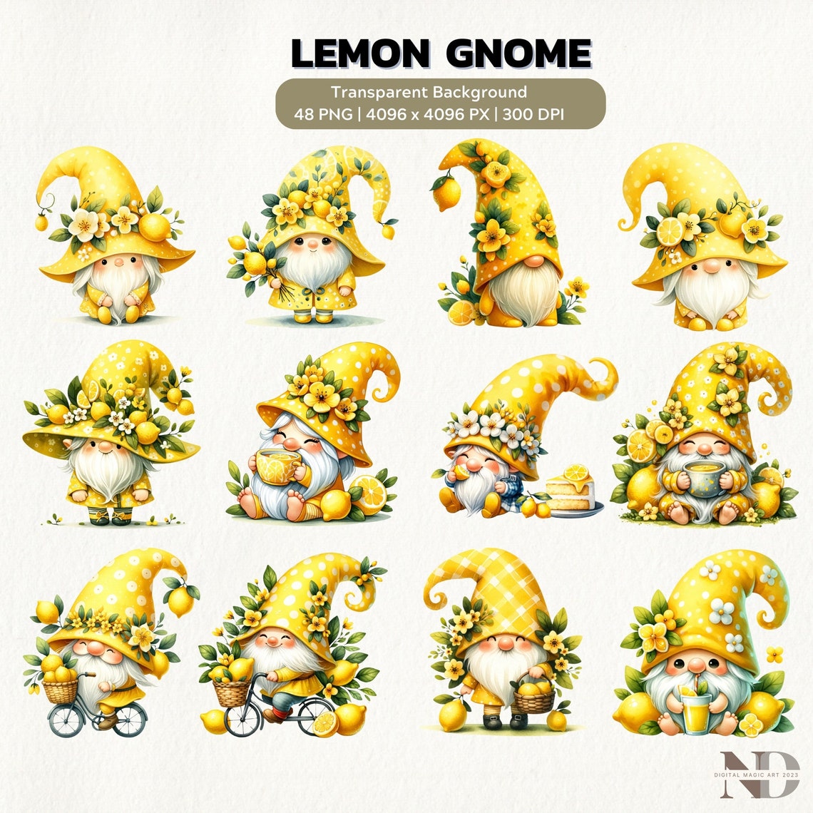 Watercolor Lemon Gnome Clipart Cute Gnome PNG Lemon Clipart Spring ...