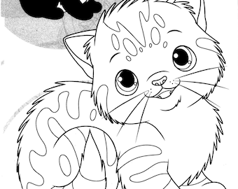 Cats Coloring Pages - Etsy
