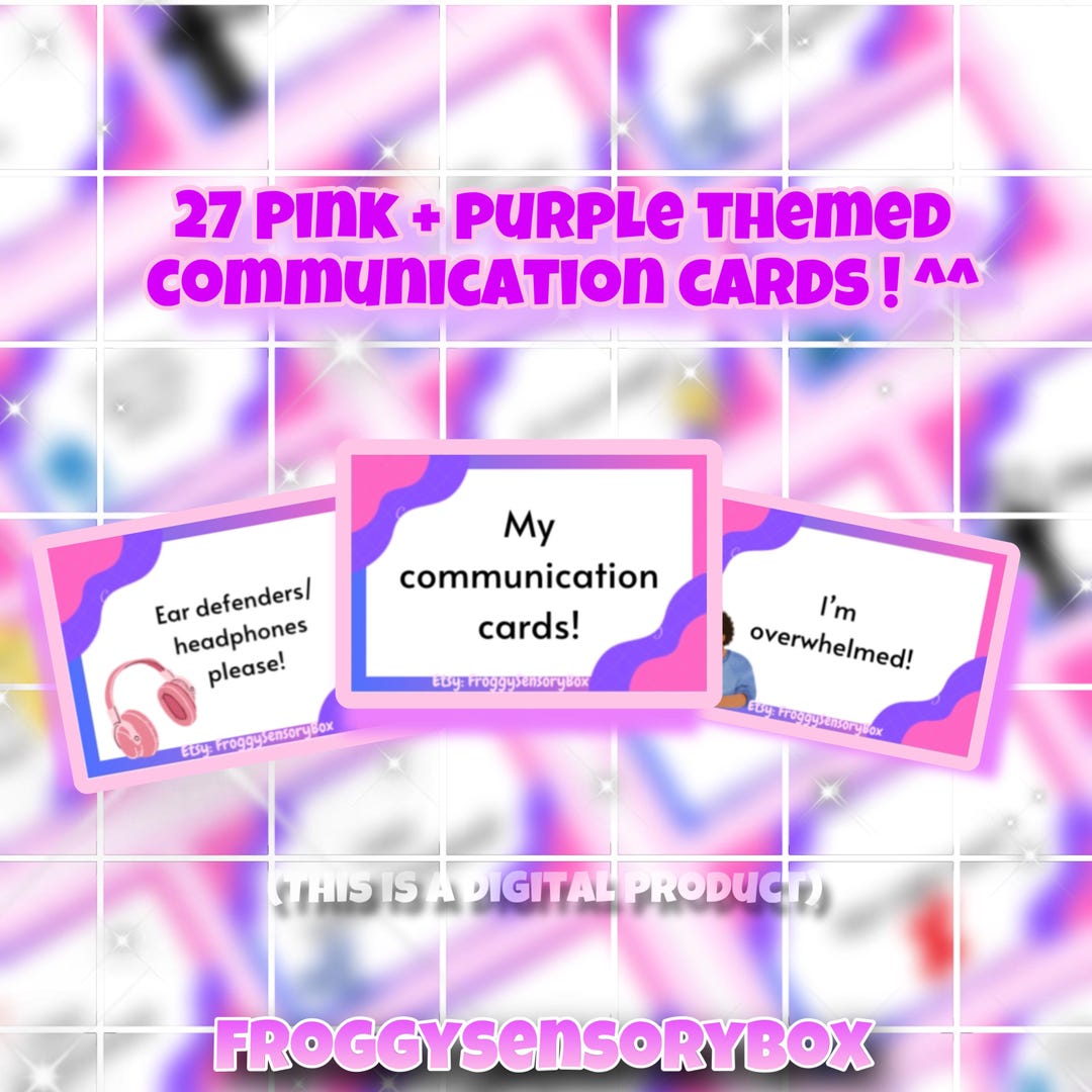 Pink + Purple Communication Cards for Autism, Adhd, Verbal Shutdowns ...