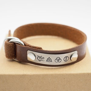 Led Zeppelin Fans Gift, Leather Bracelet, Handmade Leather Cuff-brown ...