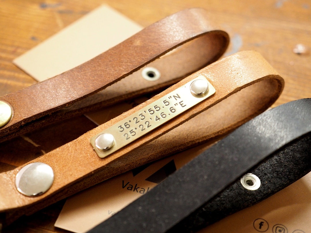 Personalized Leather Keychain, Custom Leather Keychain, Anniversary ...