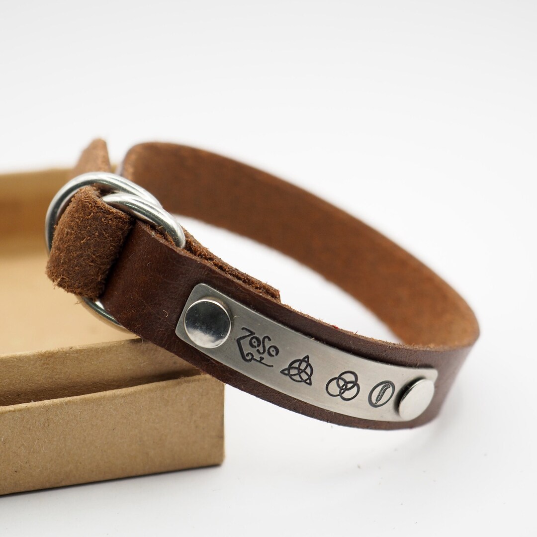 Led Zeppelin Fans Gift, Leather Bracelet, Handmade Leather Cuff-brown ...