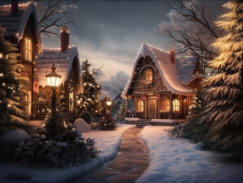 Christmas Winter Wonderland Decorations in Snow - Wall Art | Holiday ...