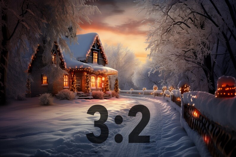 Christmas Winter Decorations in Snow at Sunset - Wall Art | Holiday ...