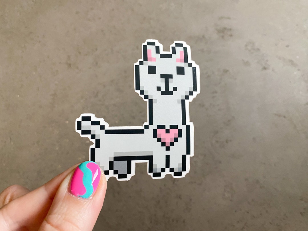 Pixel Art Llama Love Matte Vinyl Sticker Laptop Decal Video Game ...