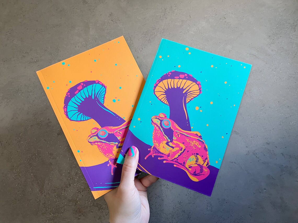 Notebook Toad and Giant Mushrooms Graph Paper Notebook Psychedelic Pop ...