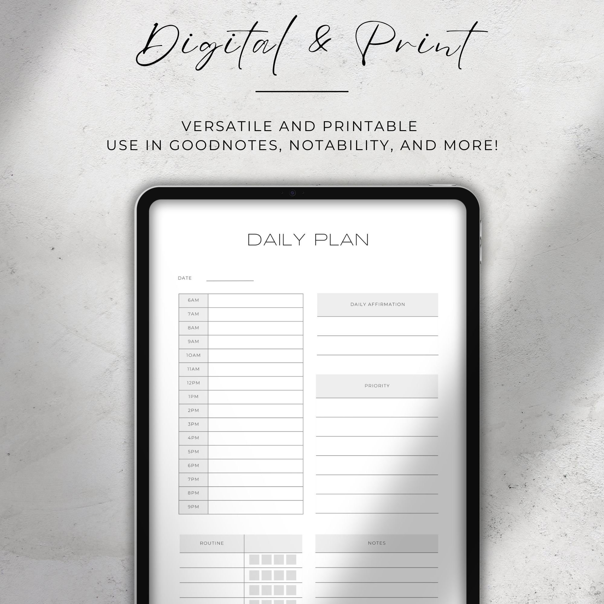 Minimalist Digital DAILY PLANNER ADHD Organizer iPad Daily - Etsy