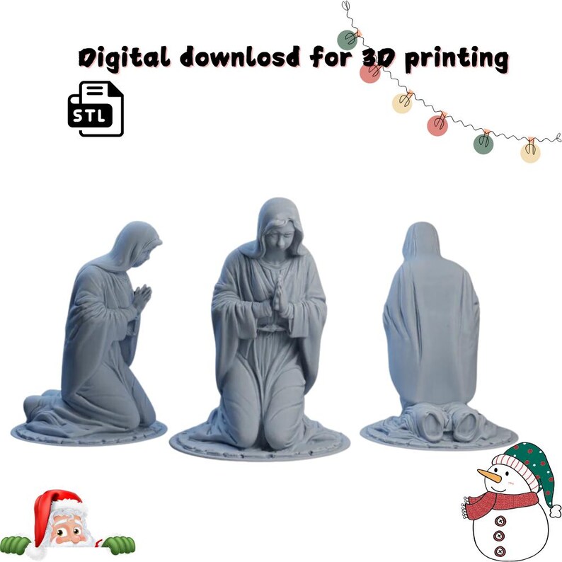 Downloadable 3D Model, Piece Christmas Nativity Set, 3D Printable, 3D ...