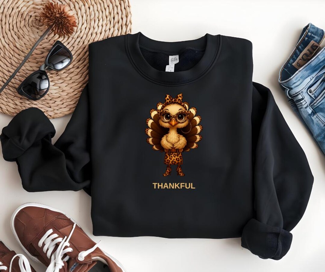 Thankful Turkey Sweatshirt | Thanksgiving Turkey Crewneck - Etsy