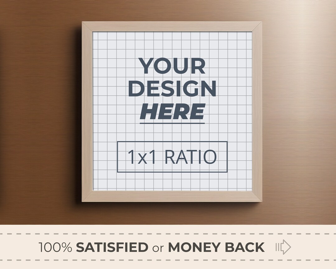 Light Wood Frame Mockup, 1x1 Ratio Grid, Perfect for Digital Art ...