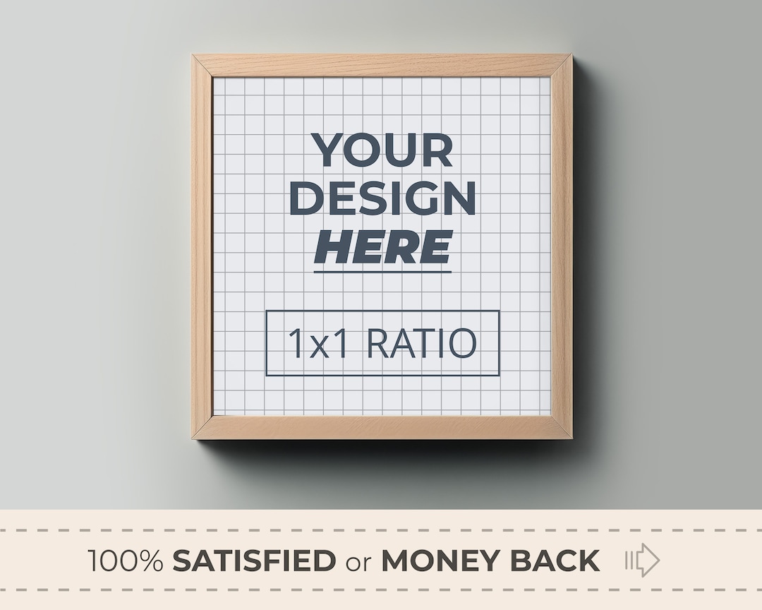 Versatile Wood Frame Mockup With 1x1 Ratio, Showcasing Graphic Designs ...