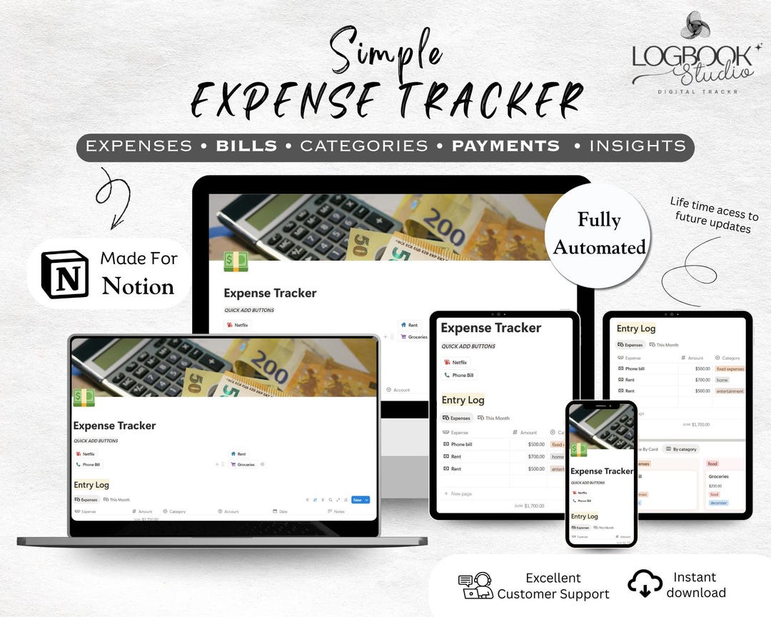 Aesthetic Expense Tracker Notion Template Budget Planner Money Tracker ...