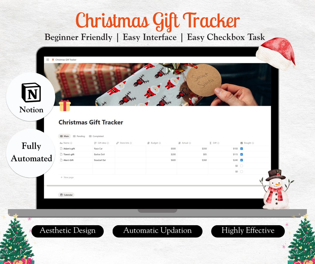 Christmas Gift Tracker and Holiday Planner Template for Budgeting ...