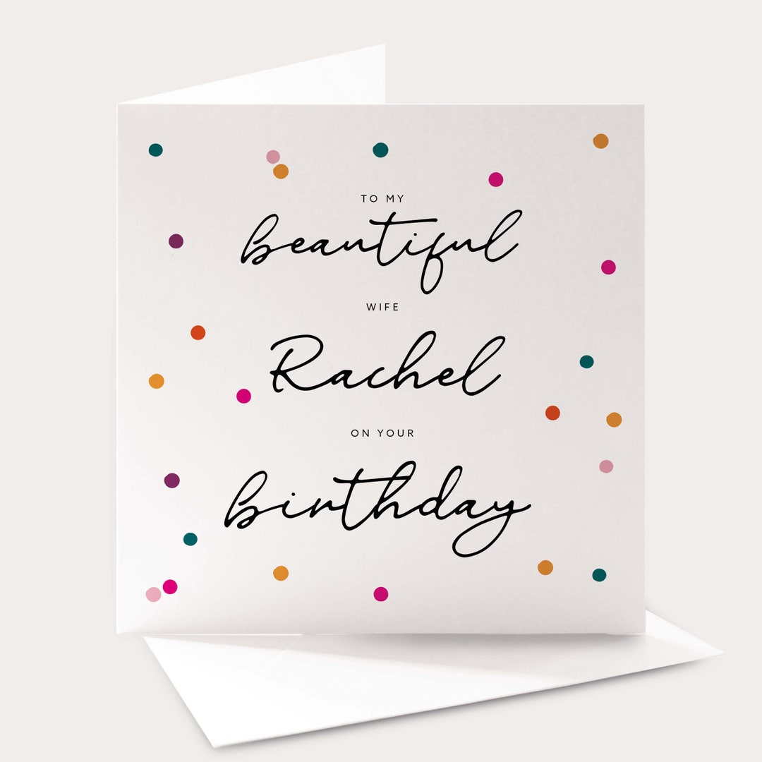 Wife Confetti Birthday Card, Personalised Wife Card, Birthday Card for ...