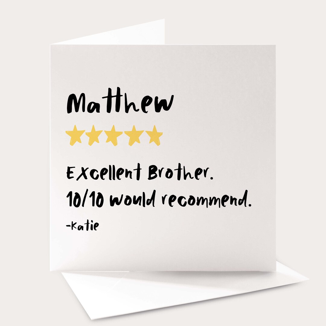 Brother Birthday Card, Brother Review Card, Funny Birthday Card, Card ...
