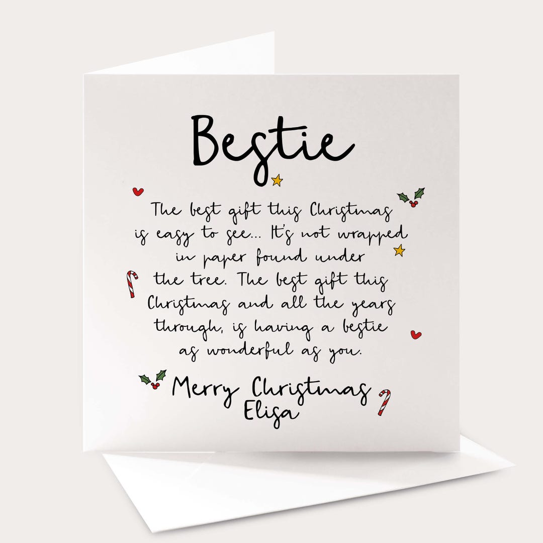 Christmas Poem for Best Friend, Bestie Christmas Card, Card for Best ...