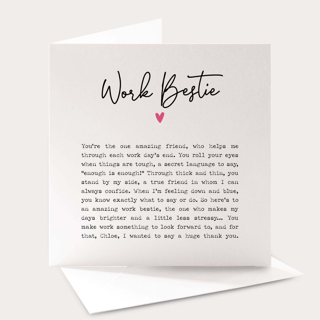 Personalised Work Bestie Card, Leaving Card, Work Colleague Leaving ...