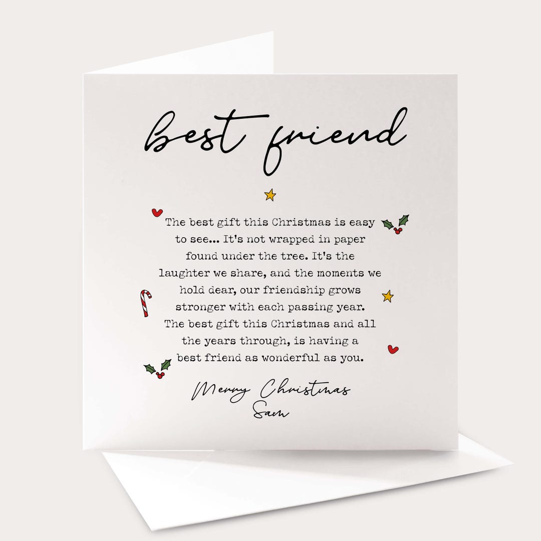 Bestie Christmas Card, Poem Card for Best Friend, Heartfelt Christmas ...