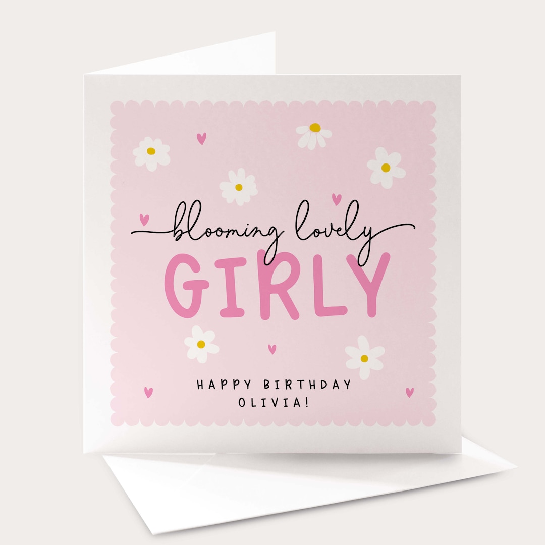 Blooming Lovely Girly Birthday Card, Children's Birthday Card, Pink ...