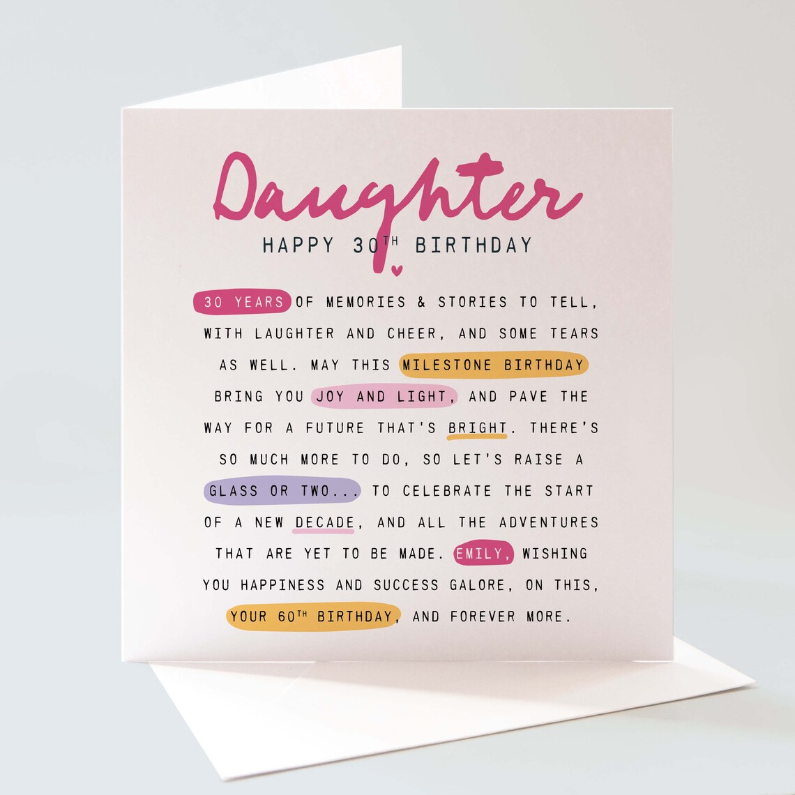 Personalised Daughter 30th Birthday Card, Milestone Birthday Card ...