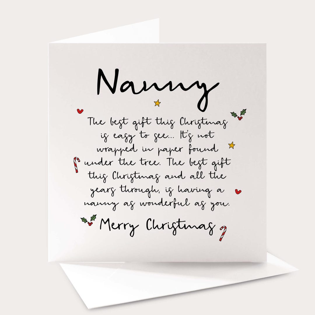 Heartfelt Nanny Christmas Poem Card, Meaningful Xmas Card for Nanny ...