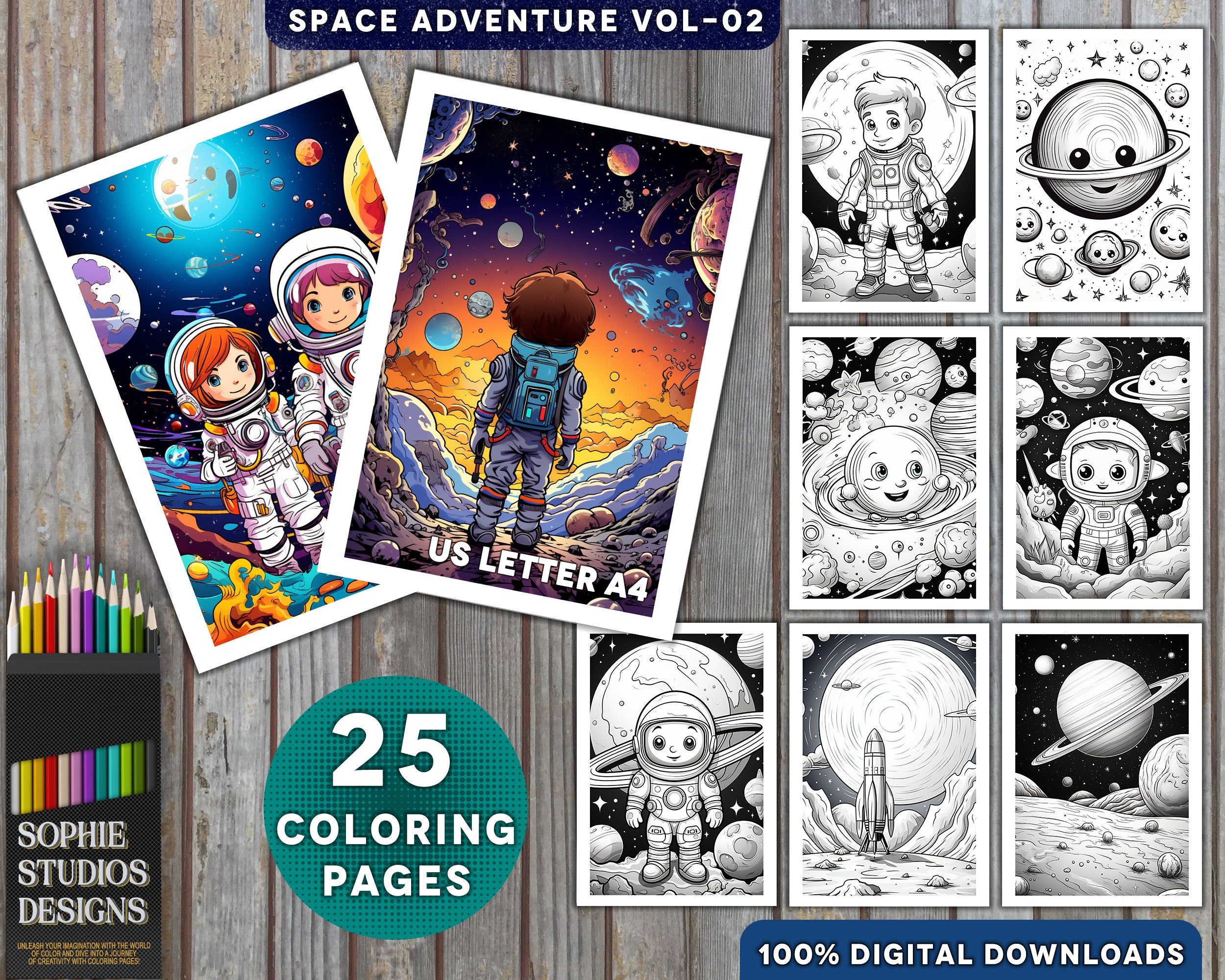 25 Printable Space World Coloring Pages Vol-2 Coloring Book - Etsy