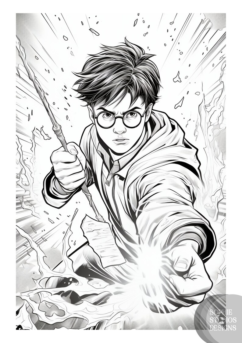 25 Printable Magic Wizard Coloring Pages Vol-1, Coloring Book, Adults ...