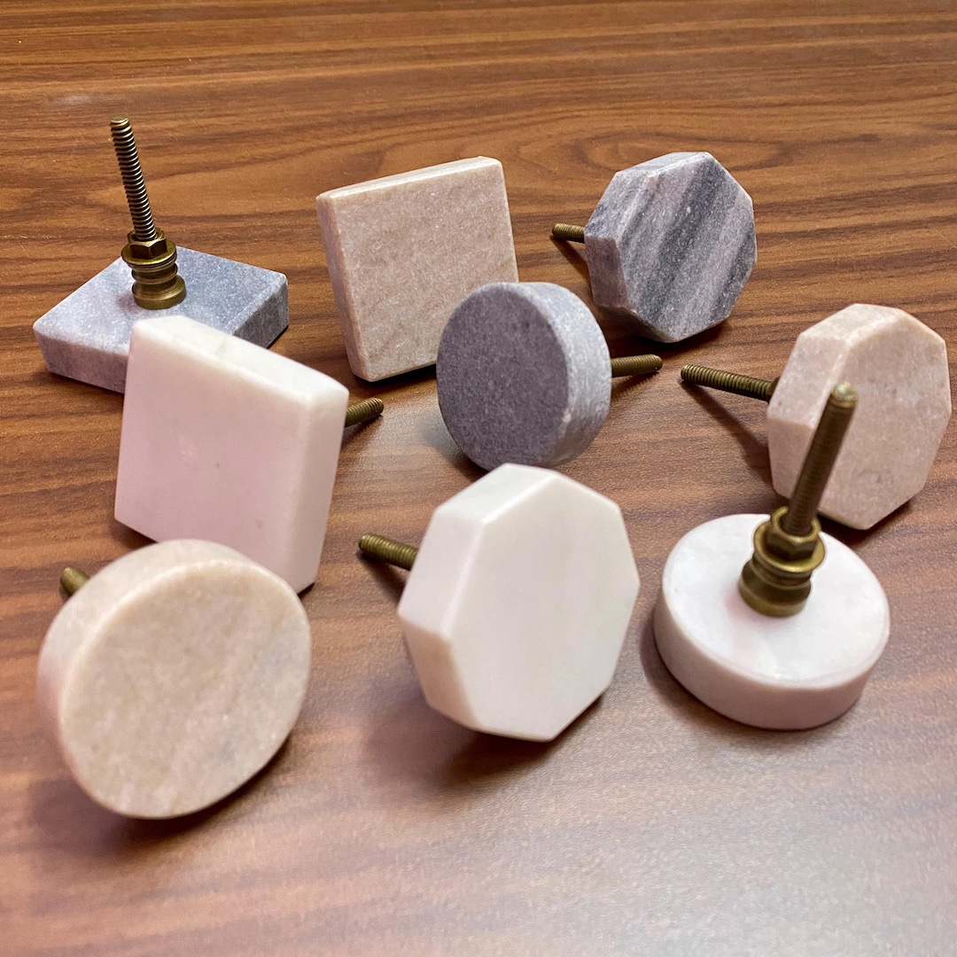 Natural Marble Handmade Cabinet Pulls, Marble Crystal Round, Square ...