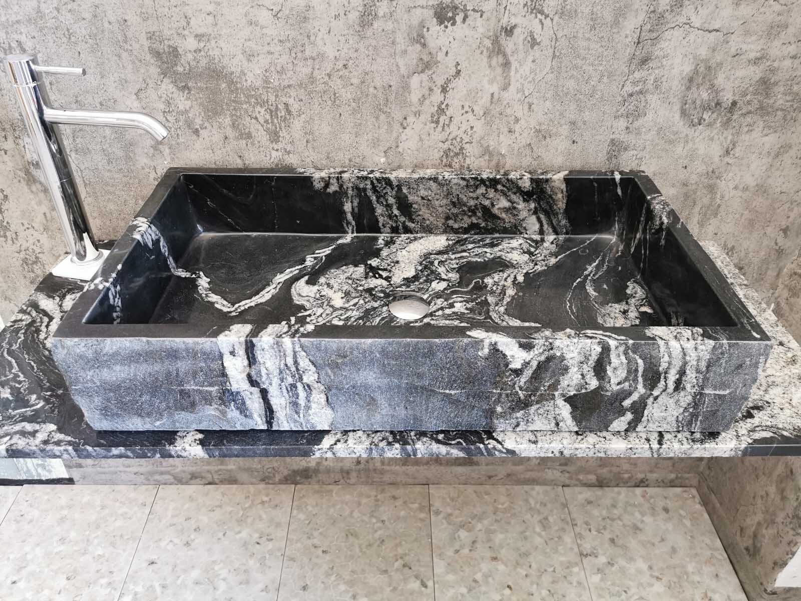 Countertop Washbasin in Premium Quality Black Granite Measuring 80 X 45 ...
