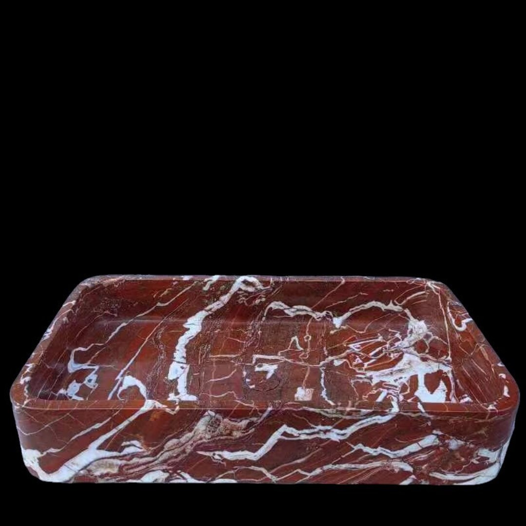 Countertop Washbasin in Red Marble 80 X 45 Cm, Marble Waschbecken, Red ...