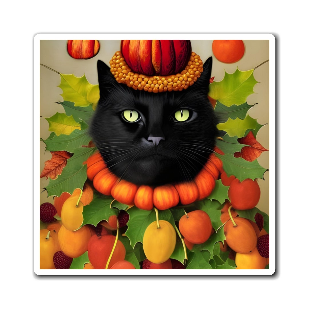 Halloween Black Cat Magnet, fergus the Strong, Halloween Magnet, Black ...