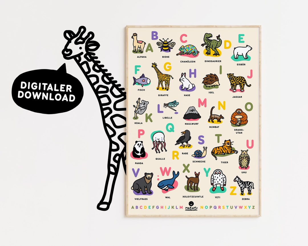 Alphabet Poster | Letter Poster With Animals | PDF Download Nursery ...