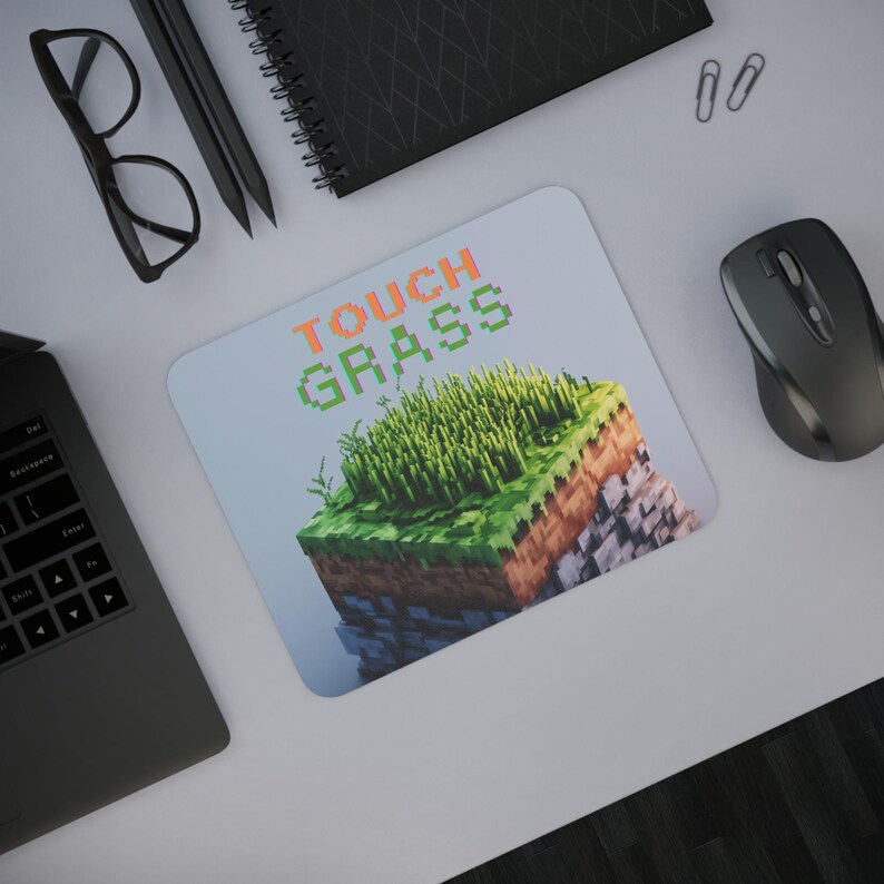 Minecraft Touch Grass Mouse Pad, 8-bit Gaming Mousepad, Pixel Art Grass ...