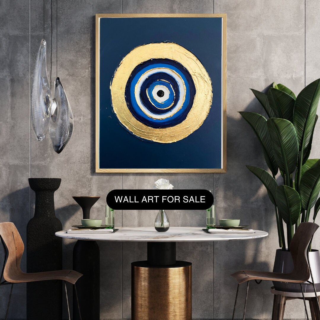 Evil Eye Texture Plaster Handmade Painting With Gold Leaf Detailing - Etsy