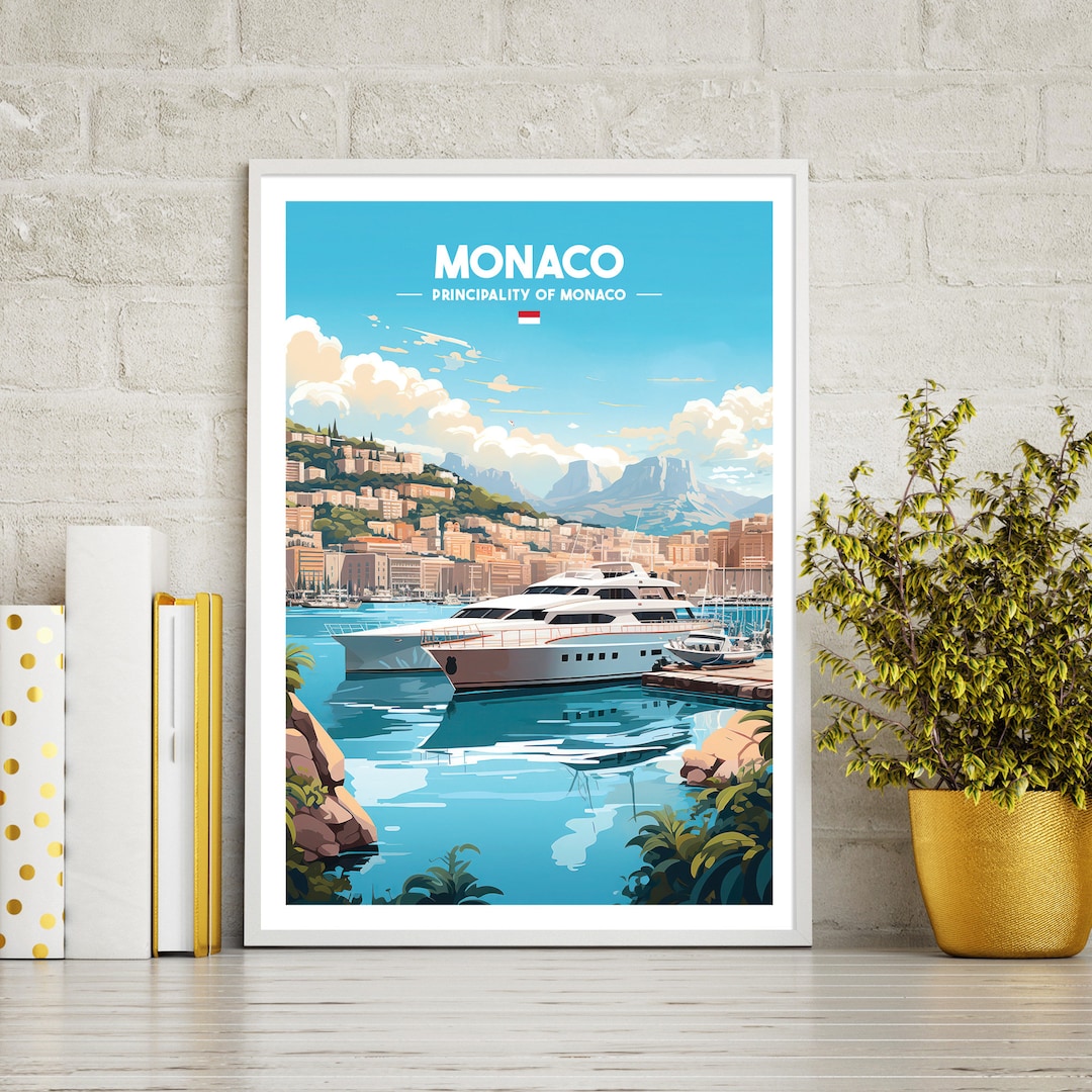 Monaco Travel Poster Print, Monaco Travel Print Gift, Wall Art ...