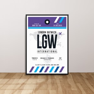 London Gatwick Airport Poster, London Pilot Art, LGW Airport Décor ...