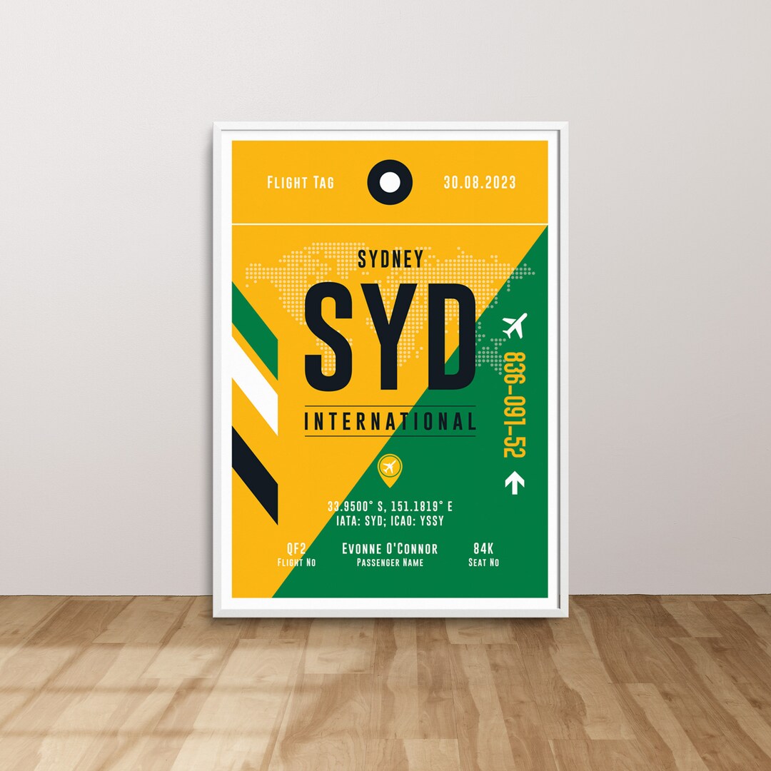 Sydney Airport Poster, SYD Airport Décor, Sydney Travel Poster, Sydney ...